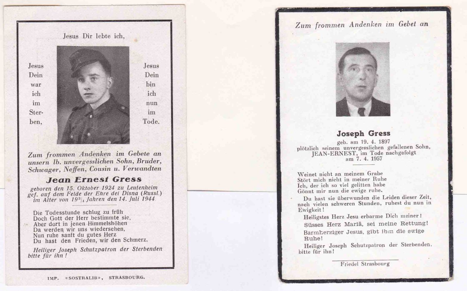 Joseph et son fils Jean Ernest GRESS | Déportés militaires & « Malgré ...