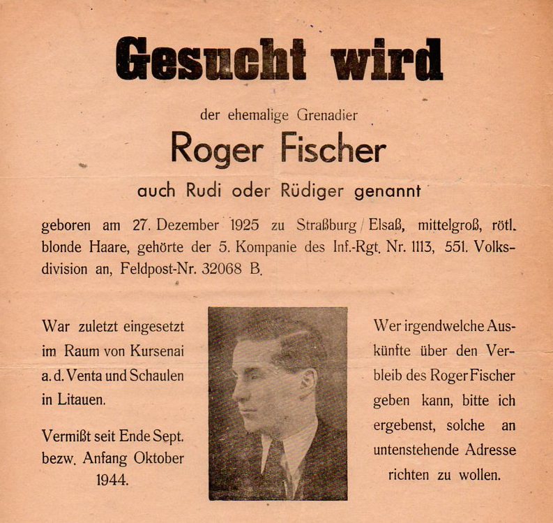 FISCHER Roger, né le 27.12.1925 à Strasbourg | Déportés militaires ...